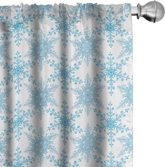 Abakuhaus Schneeflocke Vorh&auml;nge, Gardinen, Winter-Schneefall, Fensterbehandlungen f&uuml;r Wohnzimmer Schlafzimmer Dekor, 2 St&uuml;ck 75 cm b x 225 cm h, Himmelblau