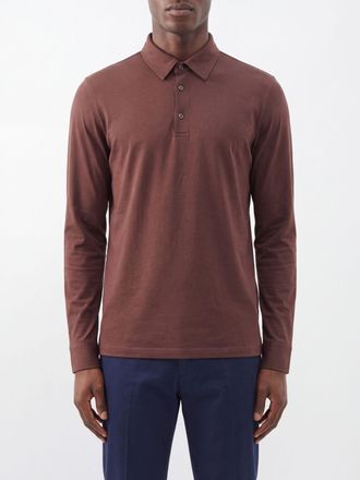 Zanone Polo &agrave; manches longues 100% coton avec col classique