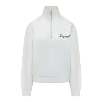 Dsquared2 High Neck Half-Zip Sweatshirt - - Sweatshirts & Hoodies - Damen - Wei&szlig; - XS