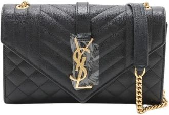 Saint Laurent Pre-owned Sac bandouli&egrave;re petit cuir matelass&eacute; chevrons - Femme - Pre-owned - Noir - Taille: ONE Size