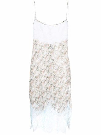 Dsquared2 robe en soie &agrave; fleurs - Bleu