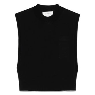 Sportmax Elegantes schwarzes Woll- und Seidentop - - Tops - Damen - Schwarzk - S