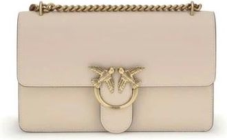 Pinko Pinko, Femme, Sacs, Beige, Taille: ONE Size Sac à bandoulière en cuir avec bandoulière chaîne