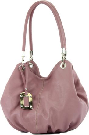 modamoda.de 228 Damen Leder Schultertasche Hobo bag handmade in Italy, Farbe:Altrosa
