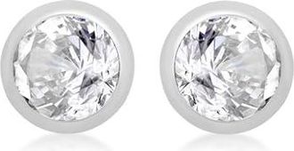 Amazon Essentials Boucles doreilles à tige en argent sterling avec pierre de naissance davril en zircon cubique blanc