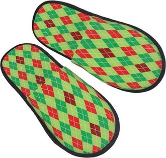 Generic Pantoufles Moelleuses Fond De No&euml;l DArgyle Chaussons L&eacute;g&egrave;res Doux Slippers Pour Homme Int&eacute;rieur Femme M