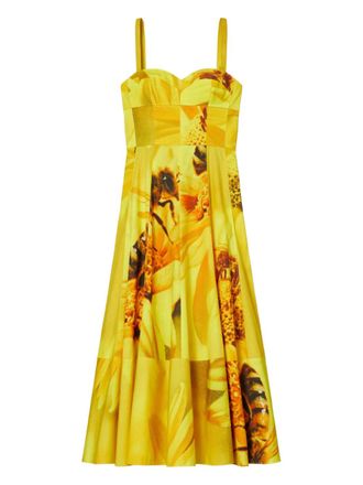 Tory Burch robe mi-longue à fleurs - Jaune