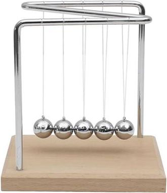 The Home Deco Factory HD0378 Pendule de Newton H15 cm - Objet D&eacute;coratif &Eacute;ducatif - Design Minimaliste - Mouvements Hypnotisants - Cadeau pour Passionn&eacute;s de Science - Marron