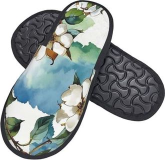 Generic Chaussons Femme Homme Fleurs De Coton Aquarelle Vintage House Chaussures Antidérapantes Doux Pantoufles Pour Invités, Pour Intérieur Extérieur, Femmes