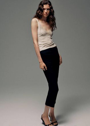 Mango Top c&ocirc;tel&eacute; &agrave; dentelle beige - Femme - XS - MANGO