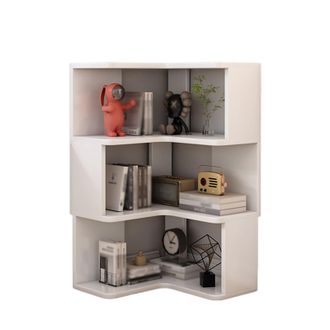 Generic 2-7-stufiges Eck-B&uuml;cherregal, B&uuml;cherregal aus Holz, kreativ gebogenes B&uuml;cherregal, zur Aufbewahrung von B&uuml;chern und Dekorationsgegenst&auml;nden, geeignet 