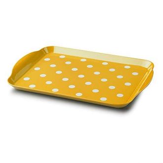 Zeal G201M Plateau de service en m&eacute;lamine Motif pois Moutarde 30 x 21 cm