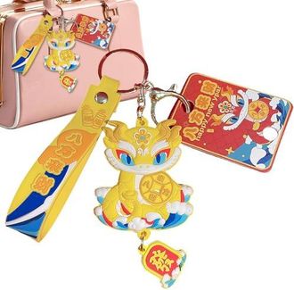 Generic Ann&eacute;e du porte-cl&eacute;s serpent, porte-cl&eacute;s serpent du Nouvel An chinois - Porte-cl&eacute;s de dessin anim&eacute; pour sac &agrave; dos - Porte-cl&eacute;s animal avec breloque d&eacute;c