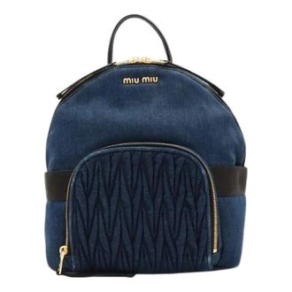 Miu Miu Pre-owned Denim Leder Rucksack - - Pre-owned - Damen - Blau - ONE SIZE
