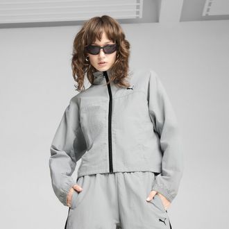 Puma Veste oversize tiss&eacute;e &agrave; zip DARE TO Femme, V&ecirc;tements, Gris, L