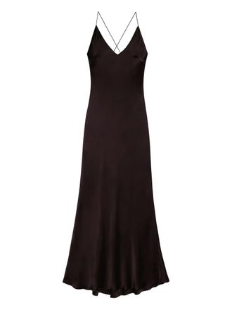 Anine Bing robe longue Laurel &agrave; bretelles crois&eacute;es - Marron
