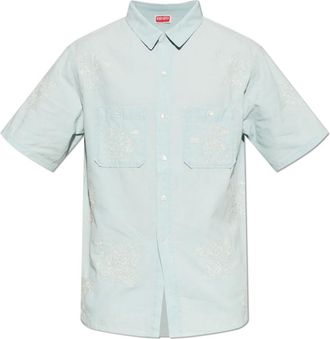 Kenzo Homme, Chemises, Bleu, Taille: L Chemise en denim avec broderie d&eacute;corative