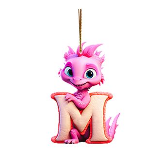 Generic Niedlich Rosa Baby Drache Anh&auml;nger, 8cm Weihnachtsdeko, 26 Buchstaben Anh&auml;nger Acryl Christbaumschmuck Weihnachtsanh&auml;nger Auto Anh&auml;nger Weinachtsdekor
