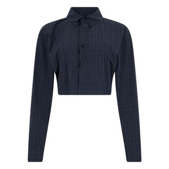 Gucci Croppedes Baumwoll-Popeline-Hemd - - Blouses & Shirts - Damen - Blau - M
