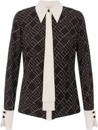 Elisabetta Franchi Femme, Blouses et Chemises, Multicolore, Taille: 42 FR Blouse en georgette &agrave; imprim&eacute; bicolore
