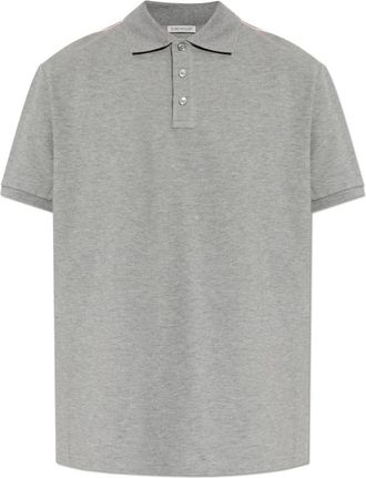 Moncler Homme, Tops, Gris, Taille: XL Polo avec &Eacute;cusson Logo Signature