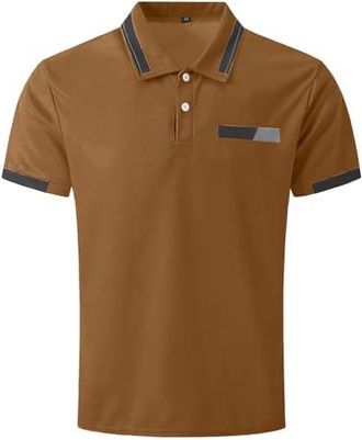 Generic Polo dété à manches courtes pour homme avec 2 boutons - Décontracté - Chemisier daffaires, Polos café pour hommes, XL