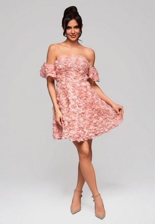 Ombre Abendkleid Schulterfreies mit 3D-Blumenoptik