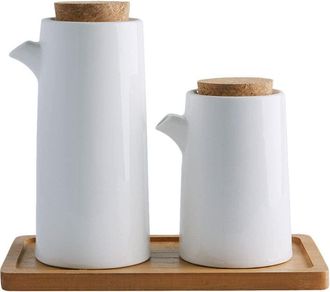 Lurrose Ölspender Keramik Speiseölkanne Auslaufsicher Ölkännchen Öltopf Speiseölspender Olivenöl Essig Spender Sojasauce Topf Sauce Dispenderflasche mit Table