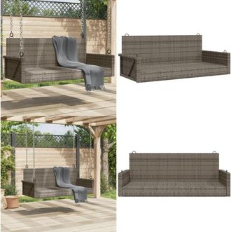 vidaXL Balancelle gris 119x56x48 cm résine tressée - Balancelle De Jardin - Chaise Suspendue - Fauteuil Extérieur - Mobilier De Jardin - Salon De Jardin