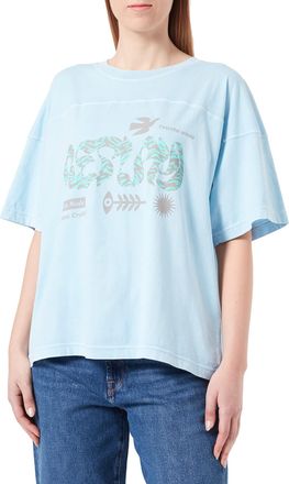 Replay Damen T-Shirt Kurzarm mit Print, Aegean Sky 109 (Blau), S