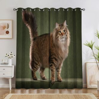 Generic Verdunkelungsvorhang Minimalistisch Thermovorhang K&auml;lteschutz Katze Blickdicht &Ouml;senschal f&uuml;r Gardinen Wohnzimmer & Schlafzimmer H 260 x B 140 cm 2er S