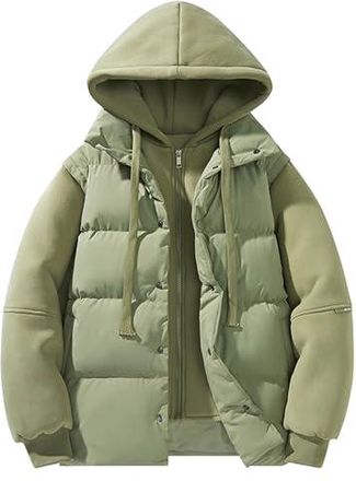 Generic Doudoune dhiver matelass&eacute;e pour homme avec capuche, manteau en duvet isol&eacute;, coupe-vent, imperm&eacute;able, chaude et rembourr&eacute;e, vert militaire, 4XL