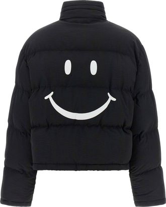 Moschino Logo-Print Quilted Puffer Jacket - Black