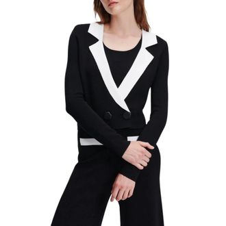 Karl Lagerfeld Cropped Tailored Cardigan - - Knitwear - Damen - Schwarzk - M