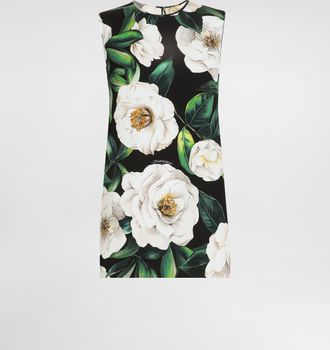 Dolce & Gabbana Ärmelloses Oberteil Aus Charmeuse Gardenien-print - Frau Blusen Und Tops Drucken 46