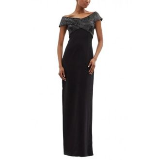 Just Cavalli Elegantes Langes Bootshals Pailletten Detail Kleid - - Dresses - Damen - Schwarzk - S