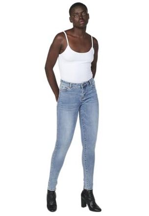 Kor&ouml;shi Pantalon long denim slim fit avec fermeture &eacute;clair et bouton | mode urbain, couleur bleu CL, bleu, 40