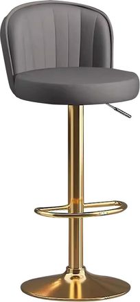 Generic Verstellbarer Drehhocker mit R&uuml;ckenlehne, Modernes Leder, Dunkelgrau, Goldene Beine, f&uuml;r K&uuml;che, Esszimmer, Hausbar, Tresenh&ouml;he