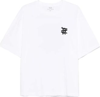 Maison Kitsuné Homme, Tops, Blanc, Taille: M T-shirt en coton à col rond