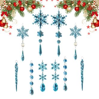 Generico Eiszapfen, 10 Stück, Weihnachtsdekoration, unzerbrechlich, Schneeflocken-Anhänger für den Winterurlaub, für Außenbereich, Terrasse, Garten, Veranda, W