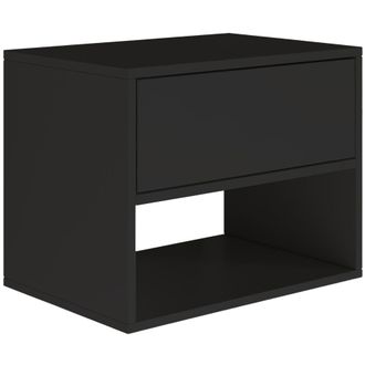 Selsey Nachttisch Hängend Schwebender Schwarz Farbe 50B x 36T x 40H cm Nachtschrank mit Schublade in Minimalistischer - Push-to-Open - Skandinavischen Platzs
