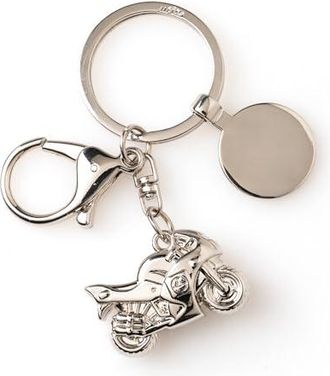 Arte Porte-clés moto GP avec mousqueton et médaille, adapté pour être gravé, porte-clés en métal poli inoxydable 7667E, gris, without size