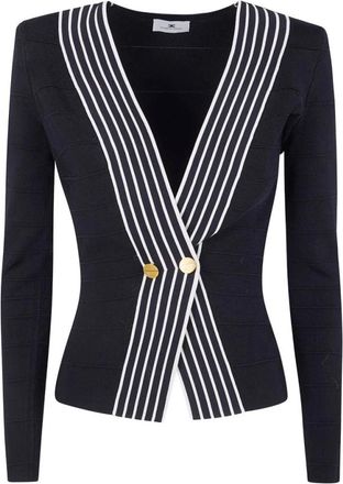 Elisabetta Franchi Femme, Pulls, Noir, Taille: 40 FR Knit Cardigan