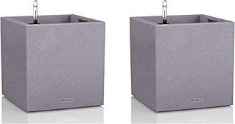 Lechuza Canto Stone Low 40, Hochwertiger Kunststoff, Inkl. Bewässerungssystem & Canto Stone Low 30, steingrau, Hochwertiger Kunststoff, Inkl. Bewässerungssyst