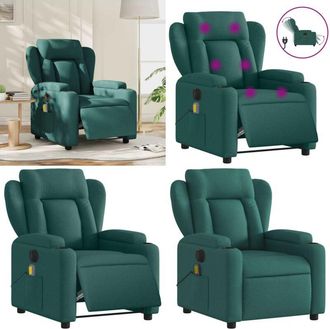vidaXL Massagesessel Elektrisch Dunkelgr&uuml;n Stoff - Massage Stuhl - Elektrischer Massagesessel - Relaxsessel - Fernsehsessel - Ergonomischer Sessel - Home &
