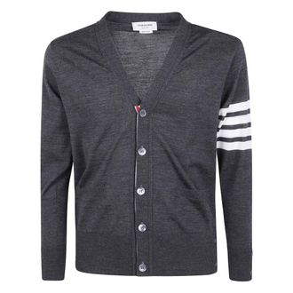 Thom Browne Klassische Strickjacke mit V-Ausschnitt - - Knitwear - Herren - Grau - L