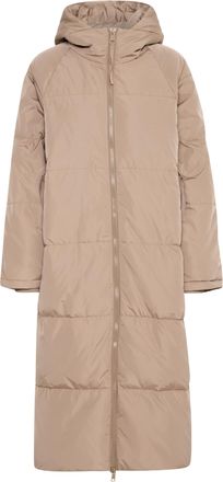 Ichi IHBunala Damen Wintermantel Winterjacke Steppjacke lang mit Kapuze Reißverschlusstaschen Regular fit, Größe:M, Farbe:Fossil (170909)