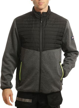 Lee Cooper Mens Gepolsterte Passe Fleece-Body & &Auml;rmel Rei&szlig;verschluss Arbeitsjacke, Schwarz/Grau Meliert, 2XL