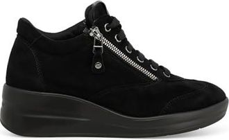 Melluso R25625 251449 Baskets Noires pour Femmes, Lacets, Fermeture &eacute;clair, Talon compens&eacute; 41