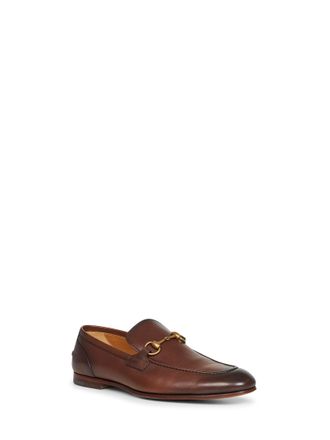 Gucci Mens Dark Brown Leather Jordaan Loafers Calf